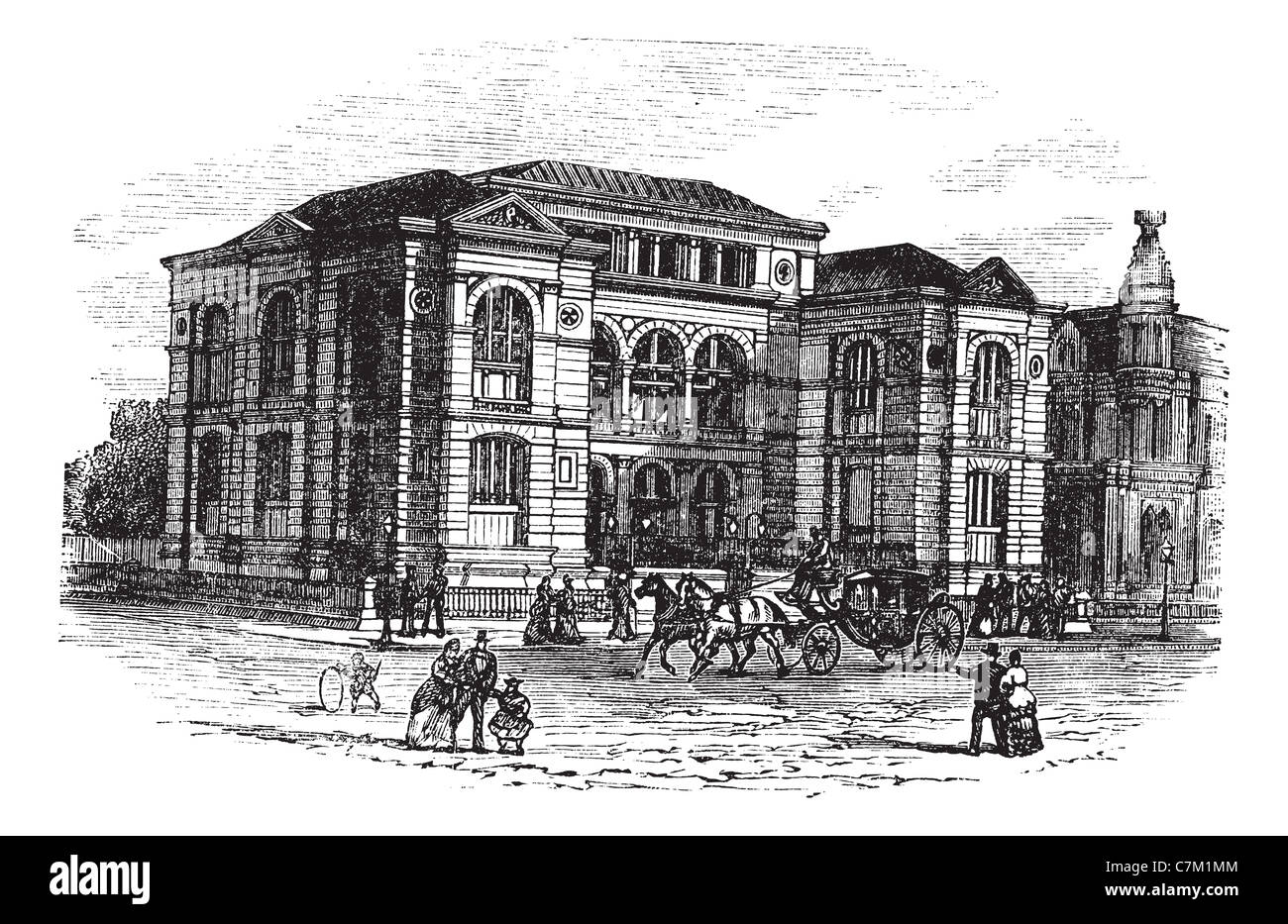 Lenox Library in Massachusetts, USA, vintage engraved illustration ...