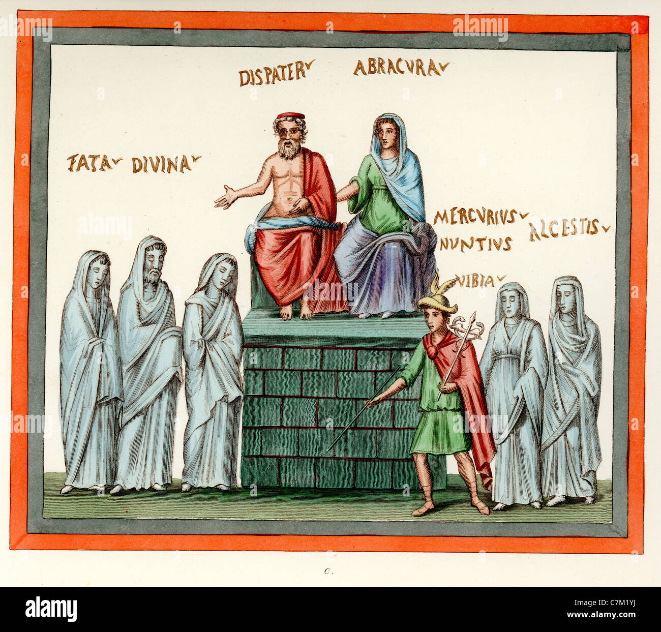 Illustration from a painting in the tomb of a woman named Vibia in the ...