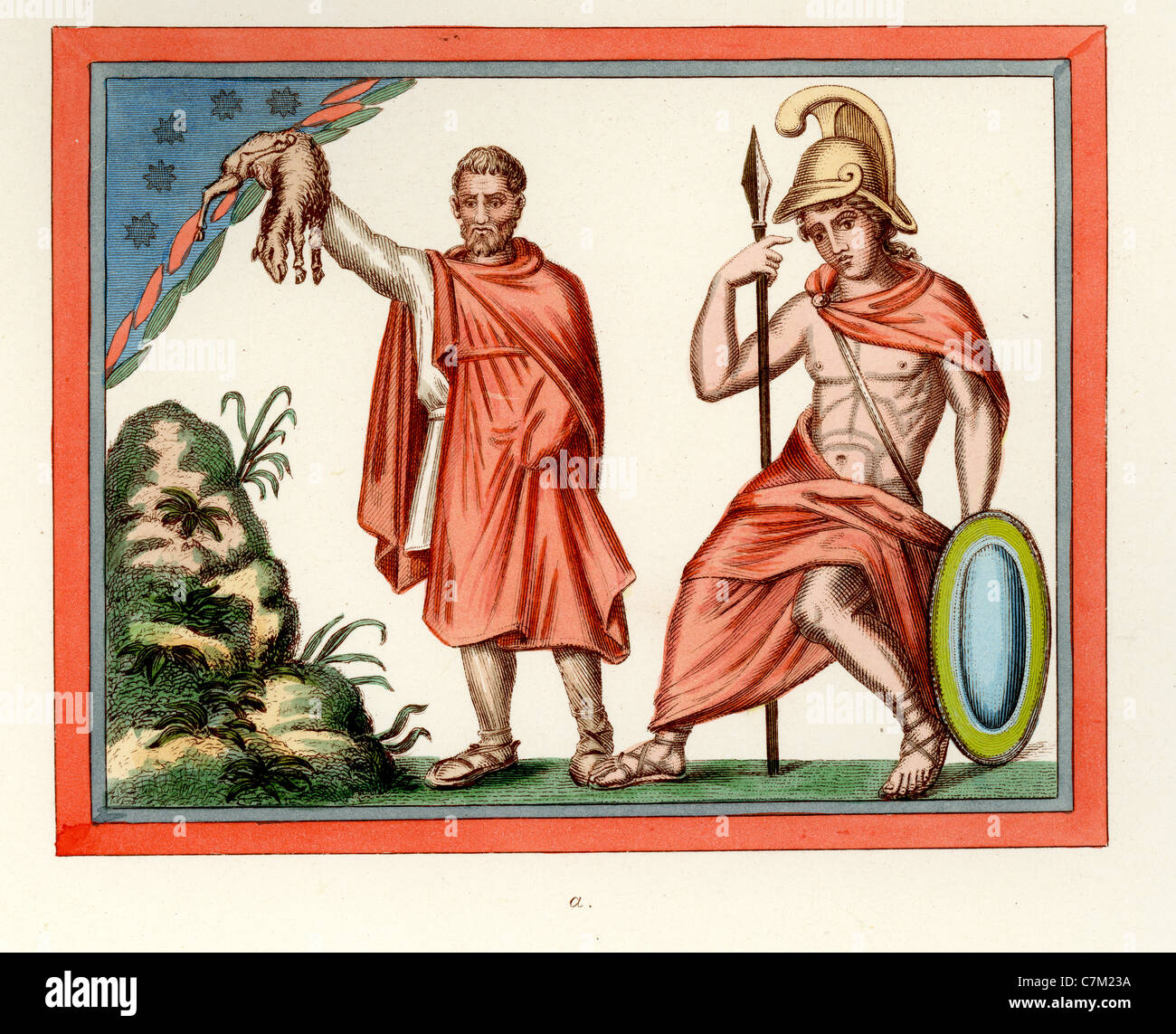 Illustration from a painting in the tomb of a soldier named Caricus in ...