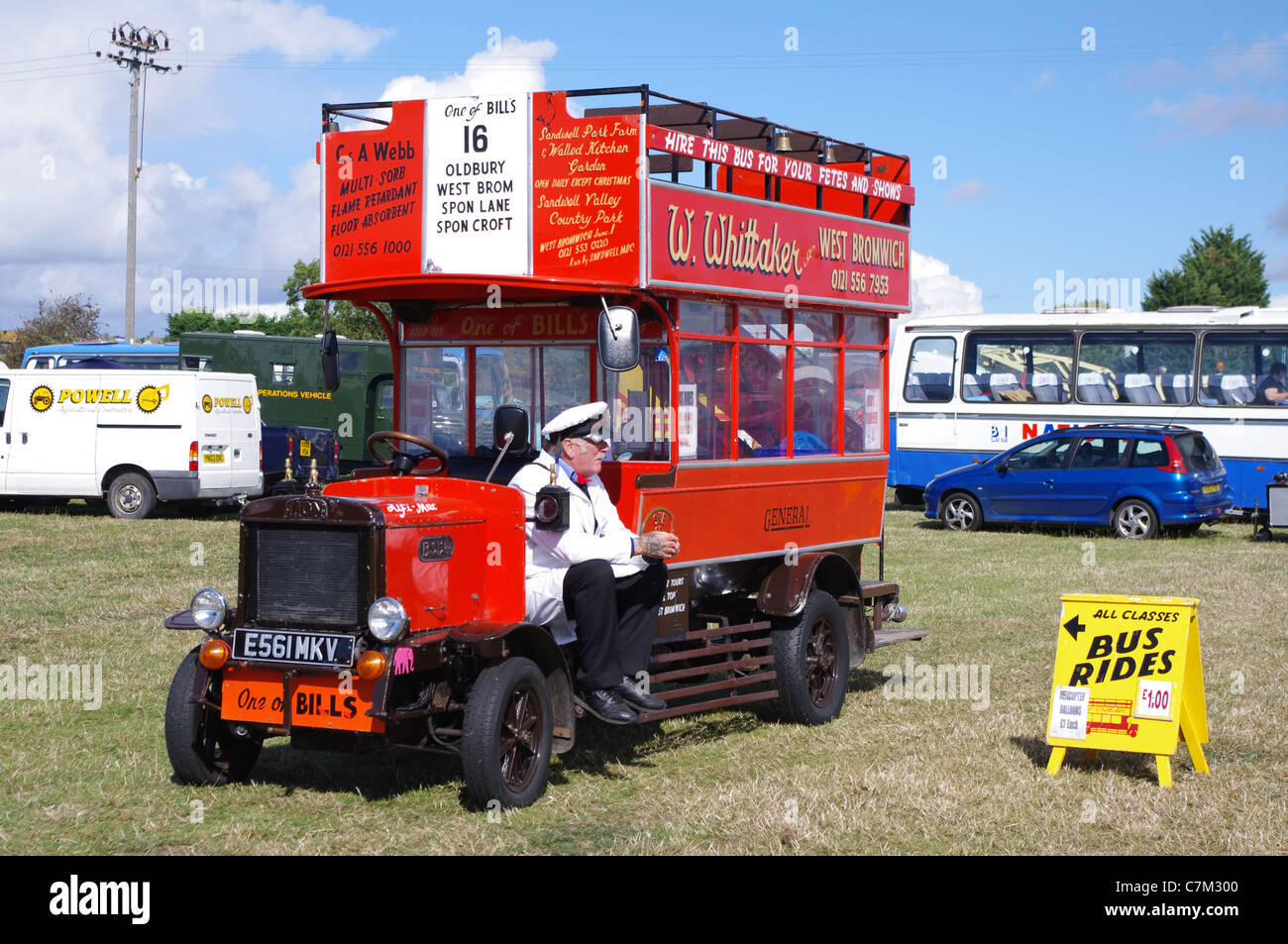 Vintage bus rides on Alfi-Mac B350 at Stoke Prior Steam Rally 2011. One ...