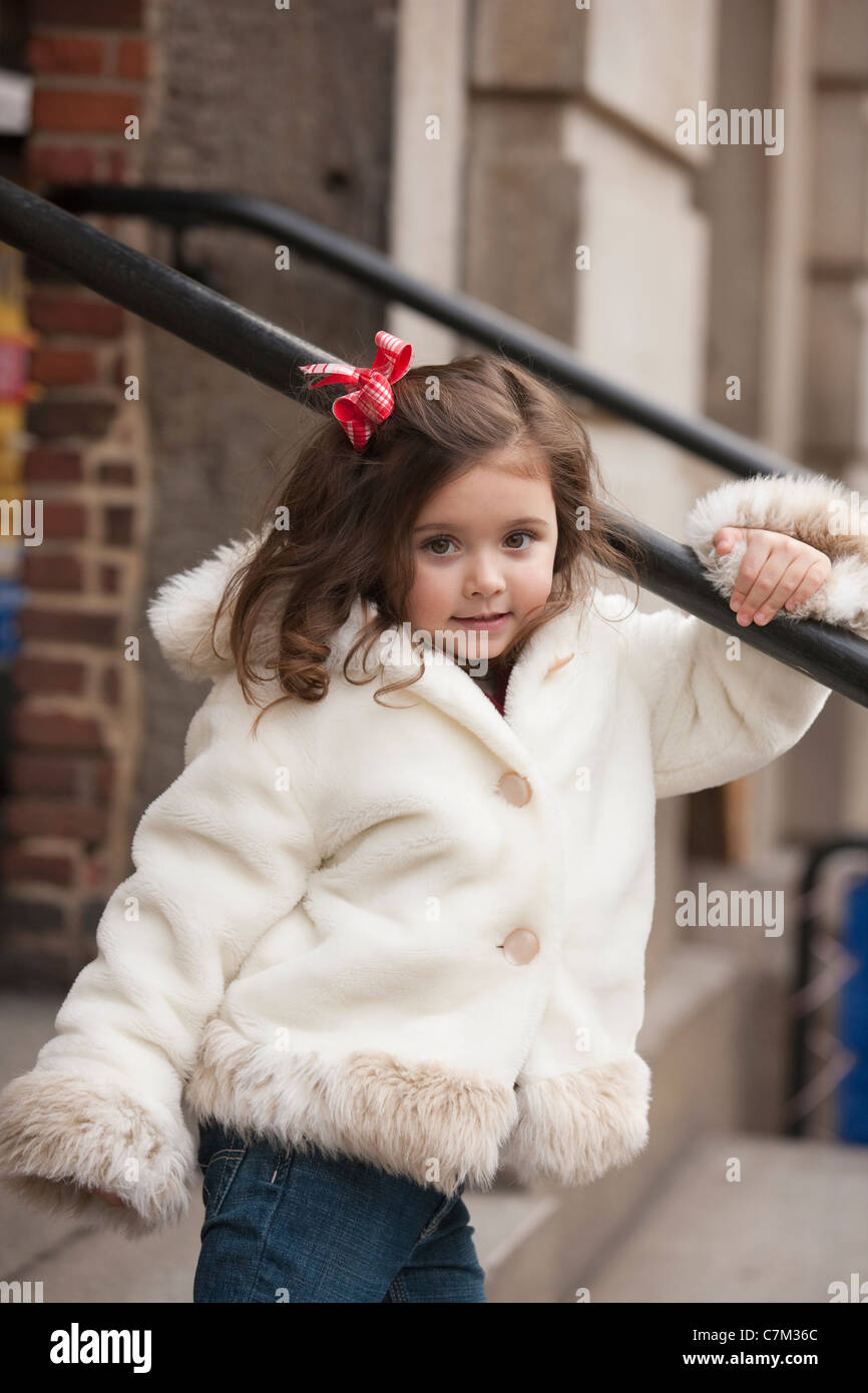 Portrait Girl Leaning Against Railing Stock Photos & Portrait Girl ...