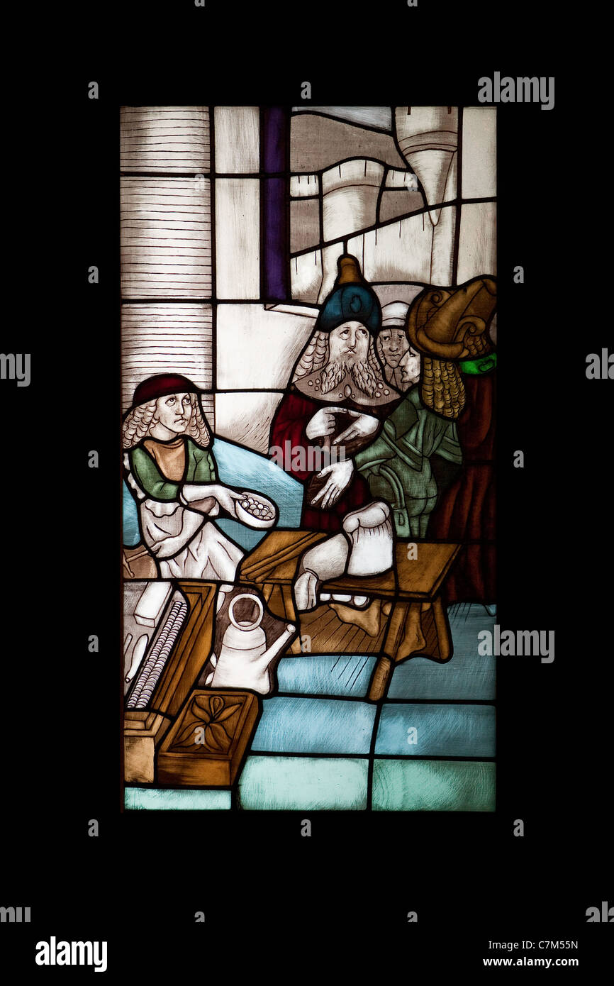 Stained glass window depicting money hi-res stock photography and ...