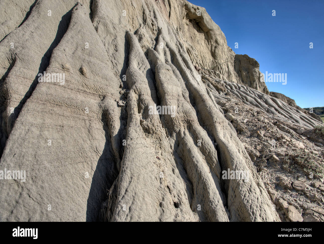 Saskatchewan Big Muddy Badlands hoodoo blue sky Stock Photo - Alamy