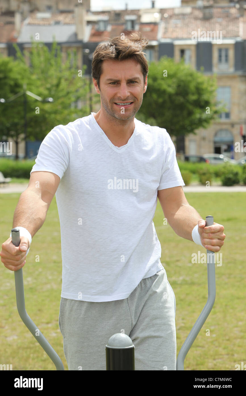 Man doing exercise outside Stock Photo - Alamy