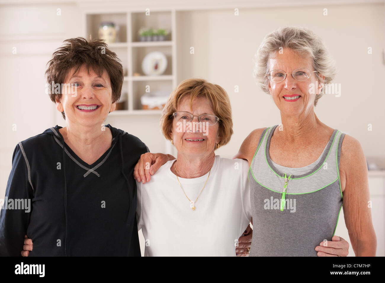 Portrait of three friends smiling Stock Photo - Alamy