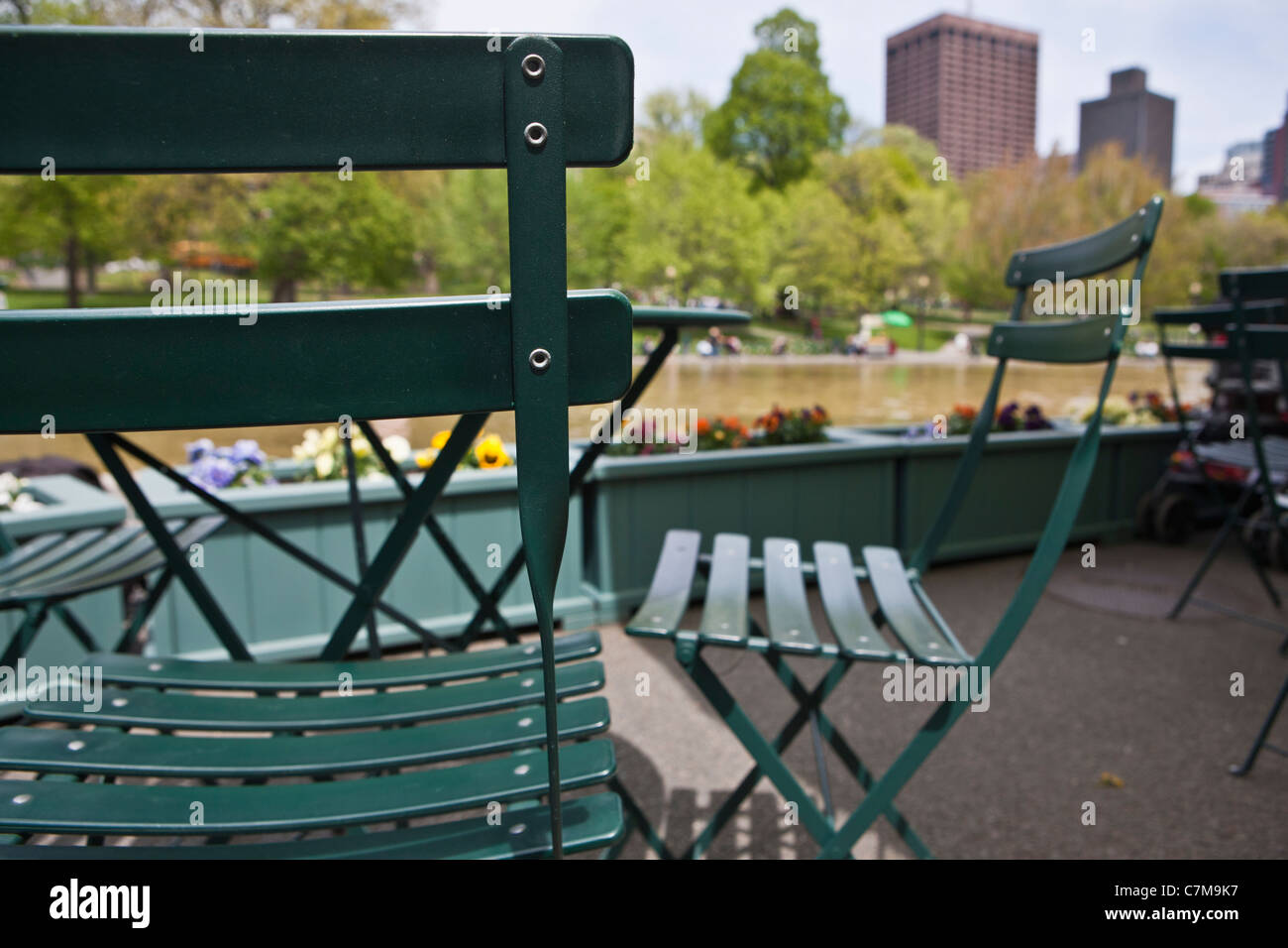 Seating at the Frog Pond in Boston Common, Boston, Massachusetts, USA ...