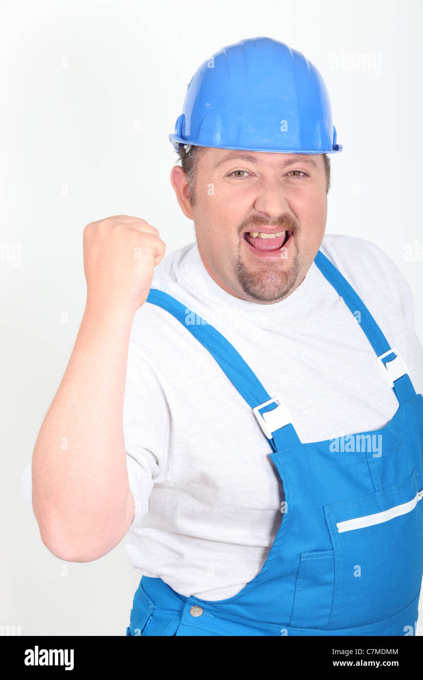 a happy workman Stock Photo - Alamy