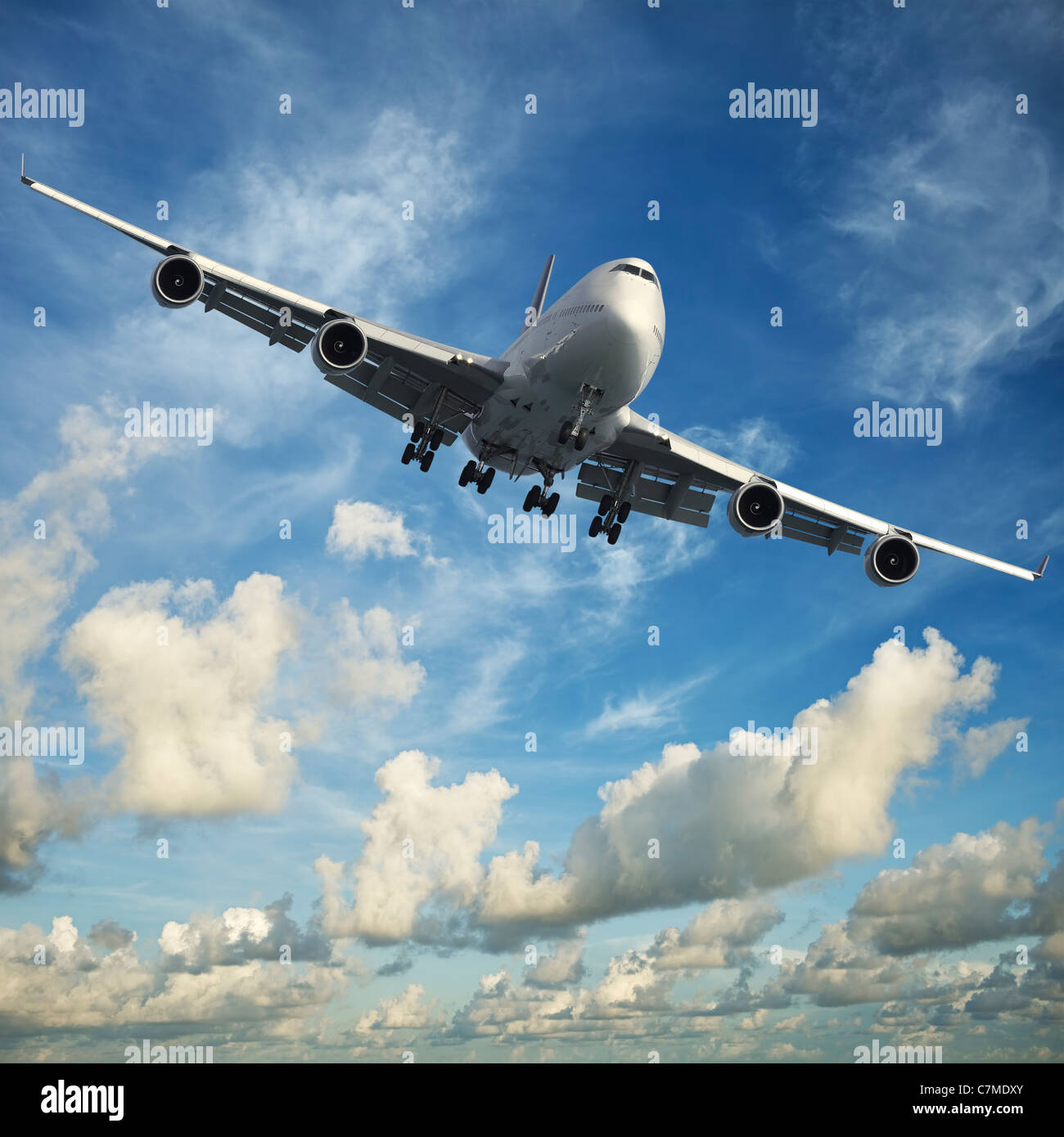 Jet aircraft in a morning sky Stock Photo - Alamy