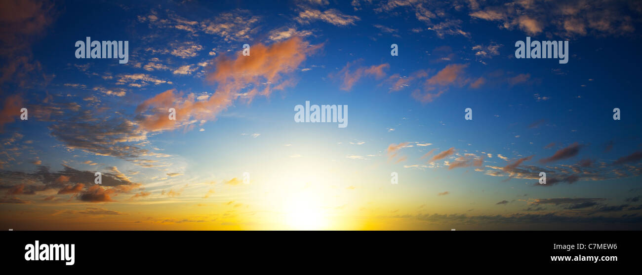 View of an amazing sunset. Panoramic shot in high resolution Stock ...