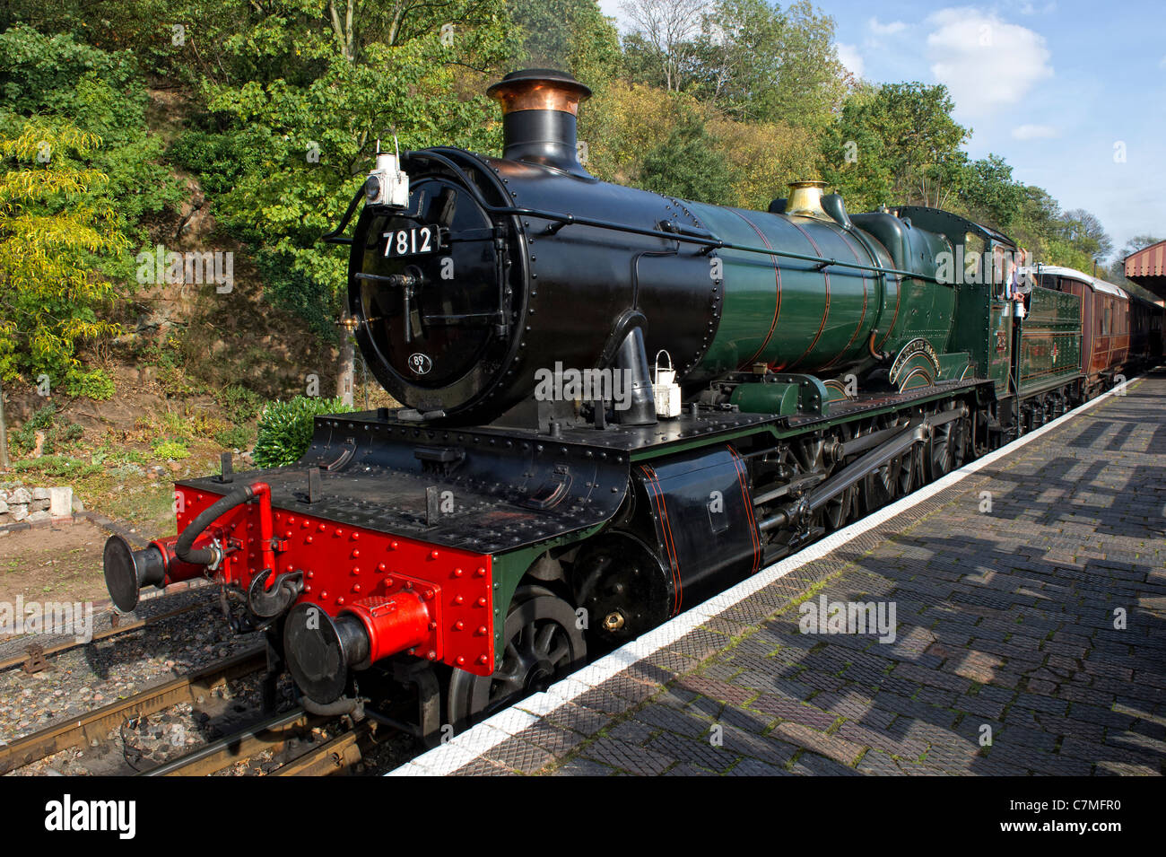 GWR Manor Class No 7812 Erlestoke Manor steam locomotive at Bewdley ...