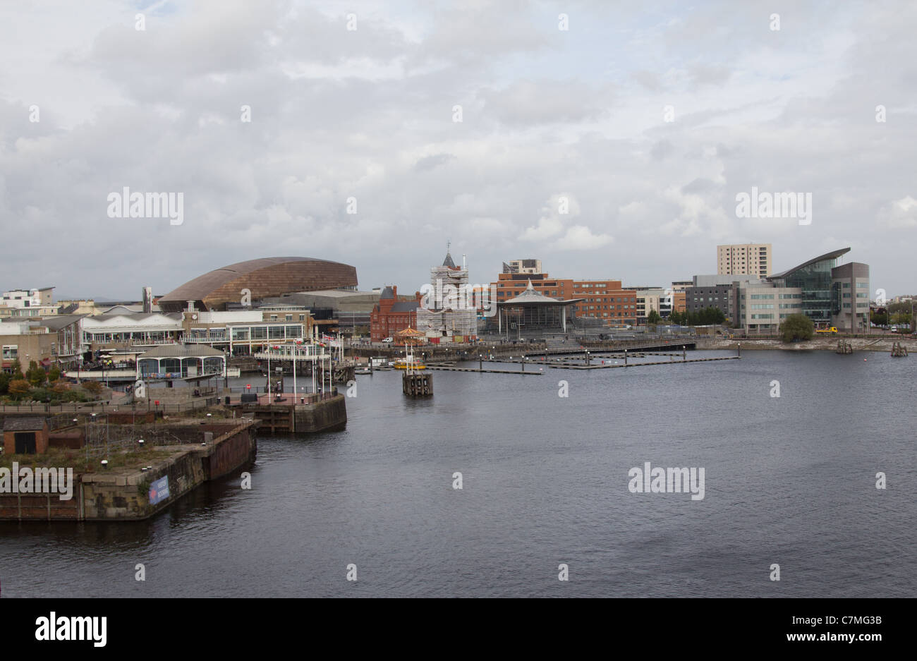 Cardiff Bay buildings and waterside panorama Stock Photo - Alamy