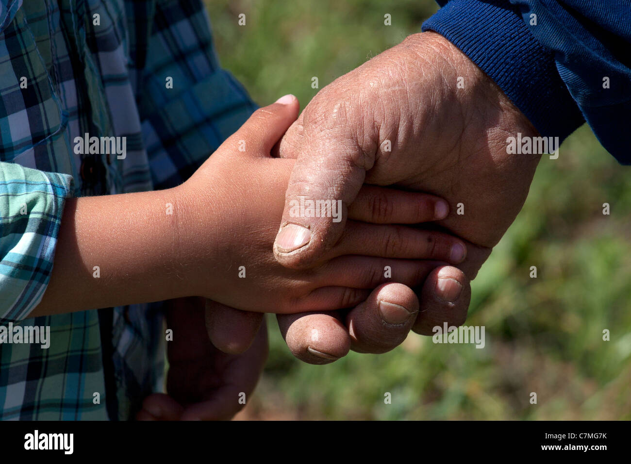 generations, an old man and little boy shaking hands Stock Photo - Alamy