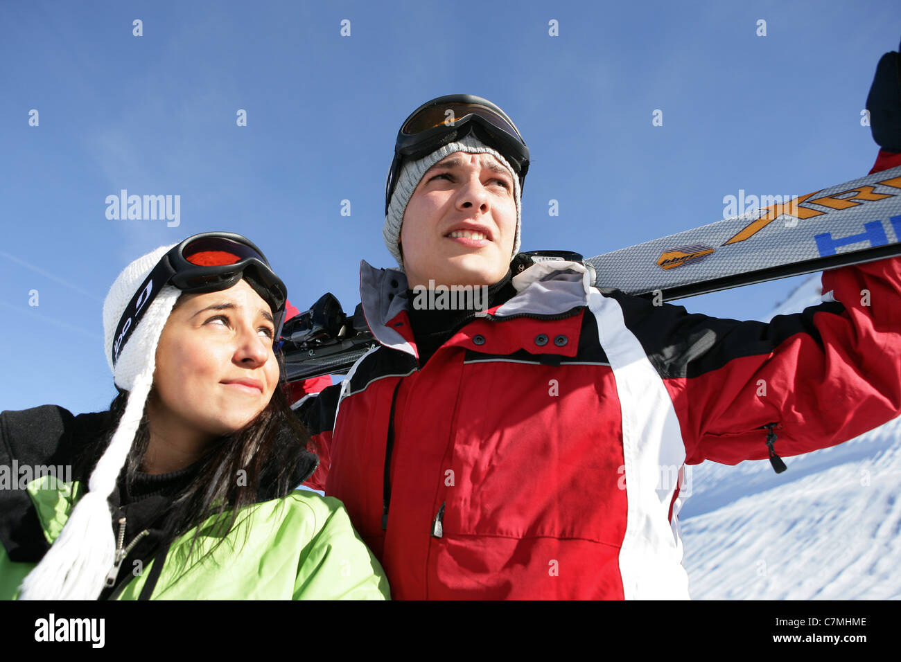 Girl and boy in mountain Stock Photo - Alamy