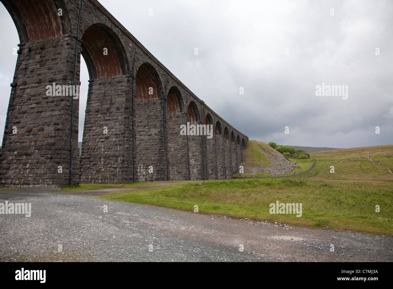 Ribblehead Viaduct in North Yorkshire viewed from below showing the ...