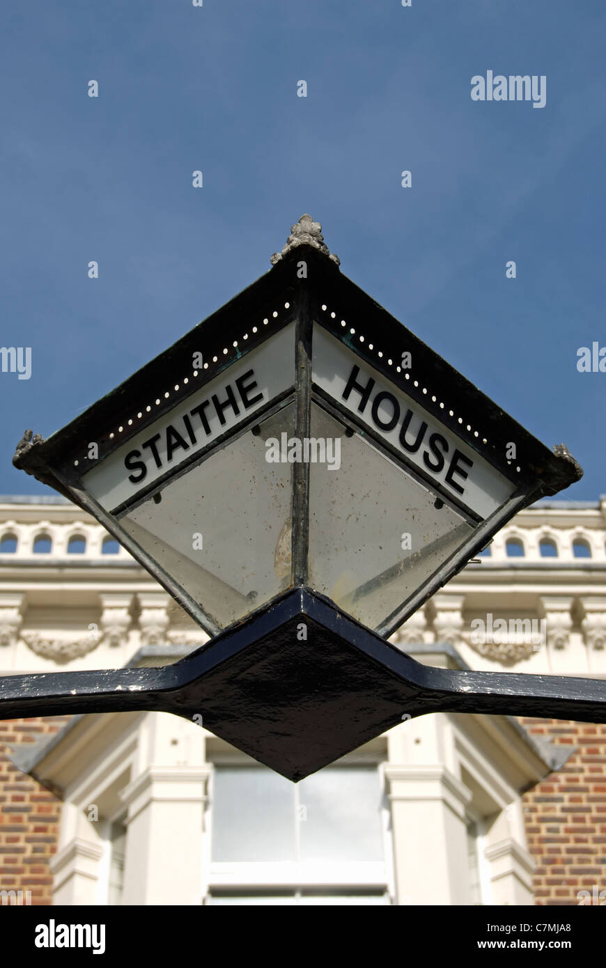 decorative gate lamp at staithe house, facing the river thames on ...
