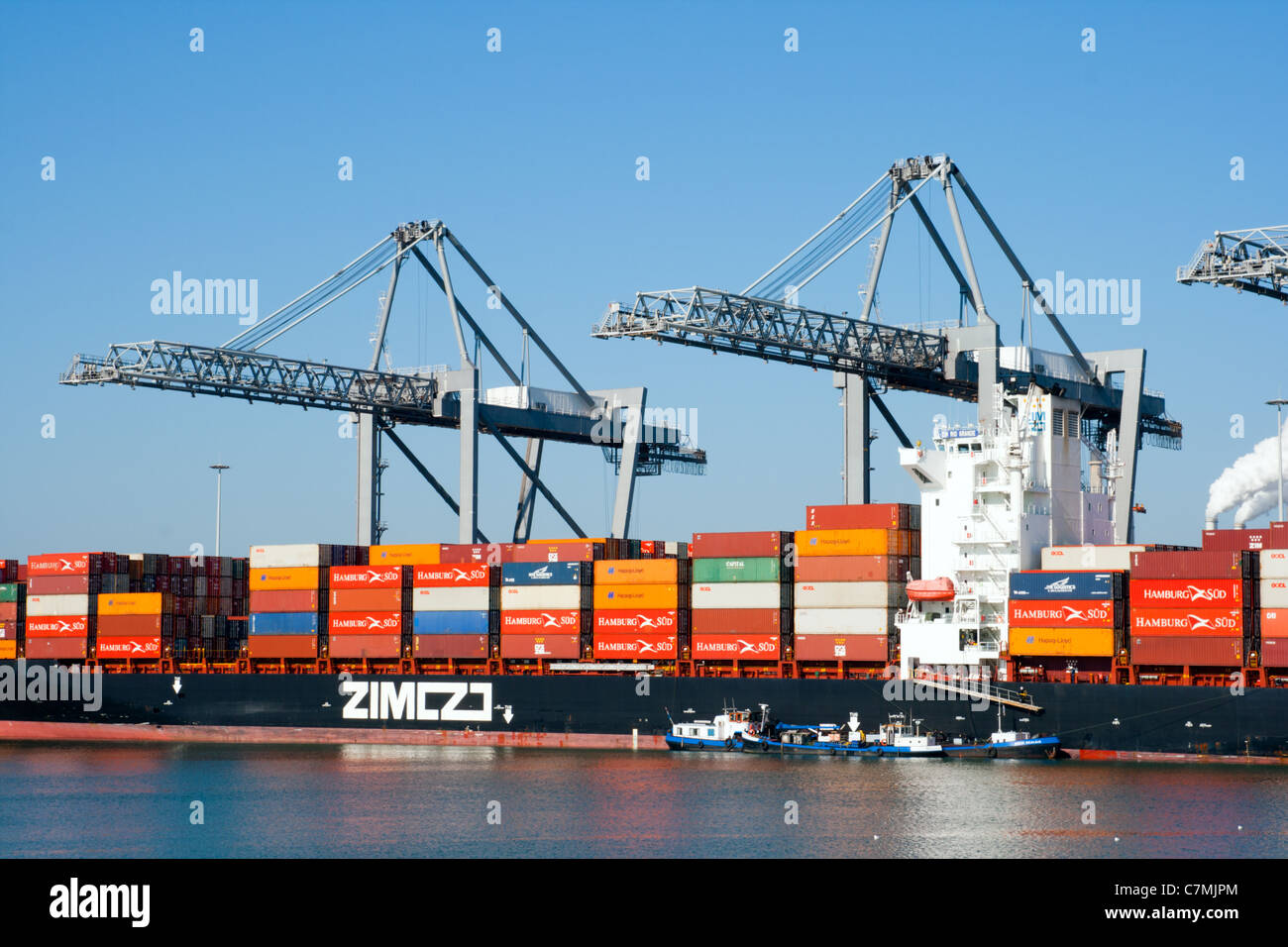 Container ship in the port of Rotterdam Stock Photo - Alamy