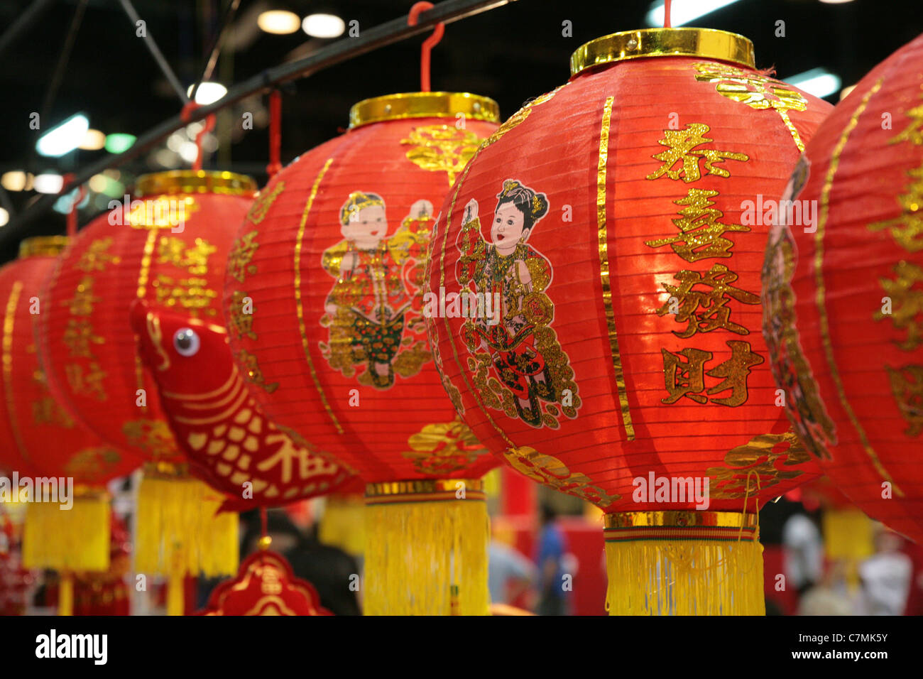 Chinese new year red balloons Stock Photo - Alamy