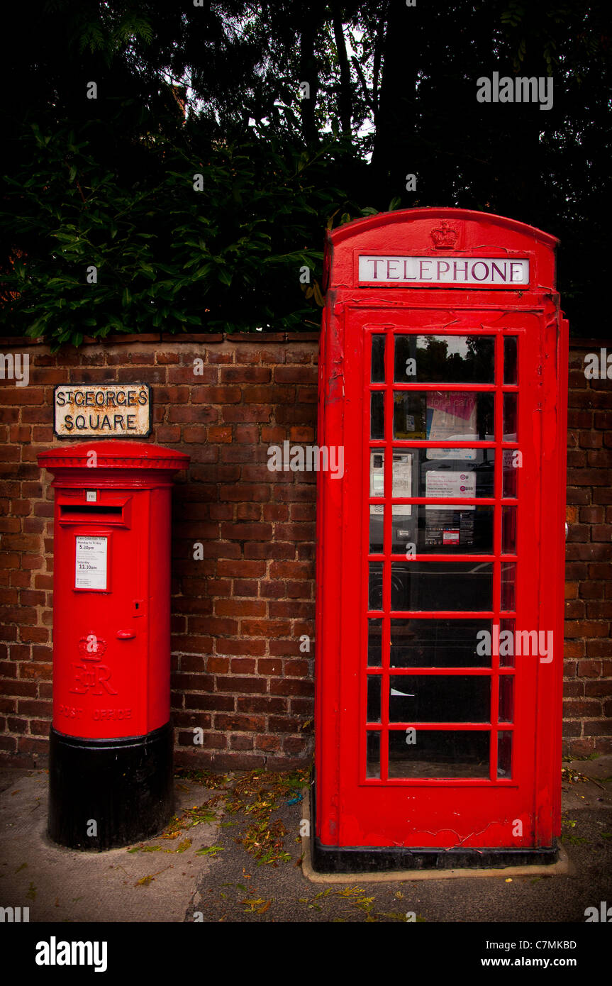Red Post Box, Red Telephone Box Stock Photo - Alamy