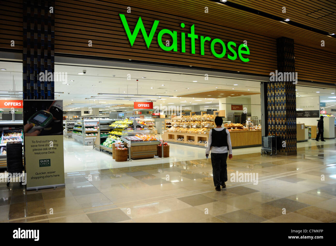 Waitrose food supermarket store front grocery shopping mall shopper ...