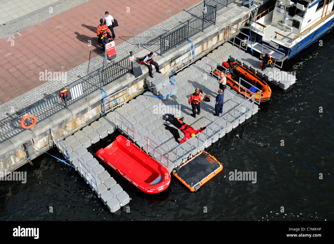 Aerial birds eye view from above looking down on Fire Brigade modular ...