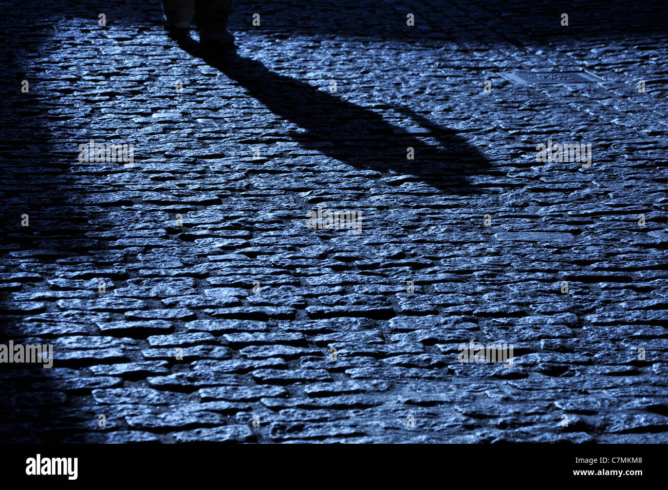 Photograph of a shadow on a cobbled street taken near London Bridge ...