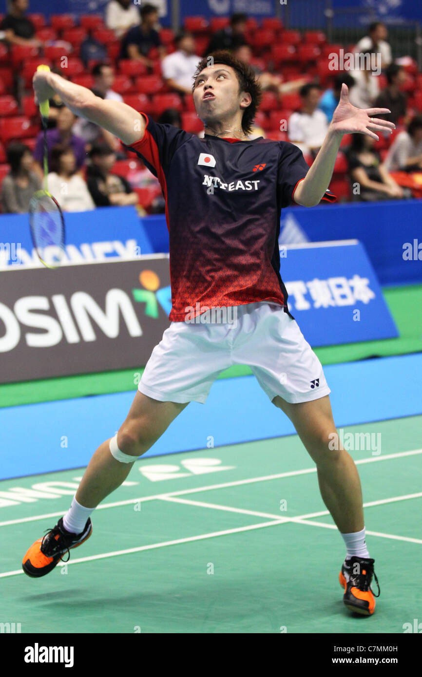 Kenichi Tago (JPN) performs during the YONEX Open Japan 2011, Men's ...