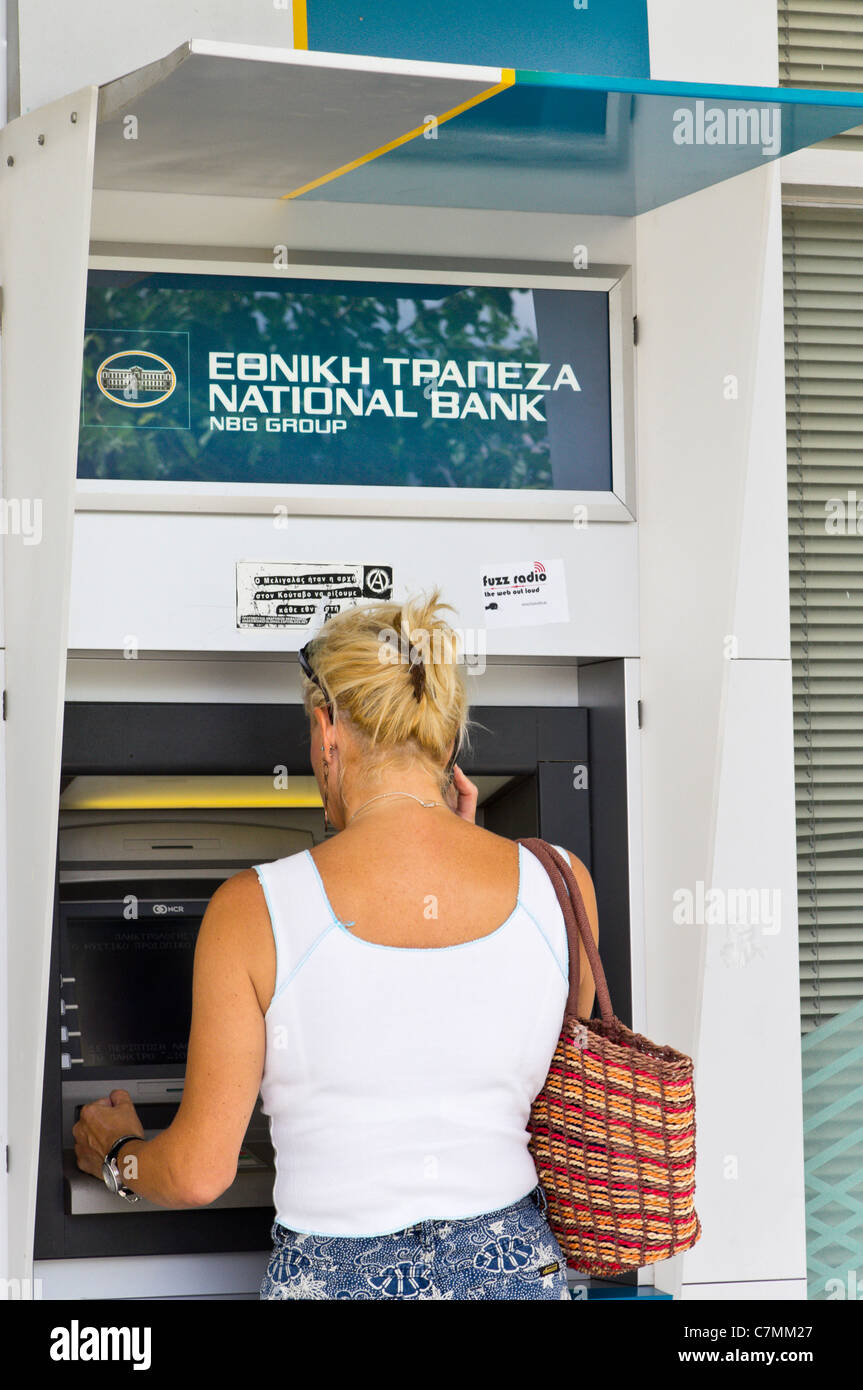 Greek bank 2011 - ATM cash machine. National Bank. Ethniki Trapeza ...