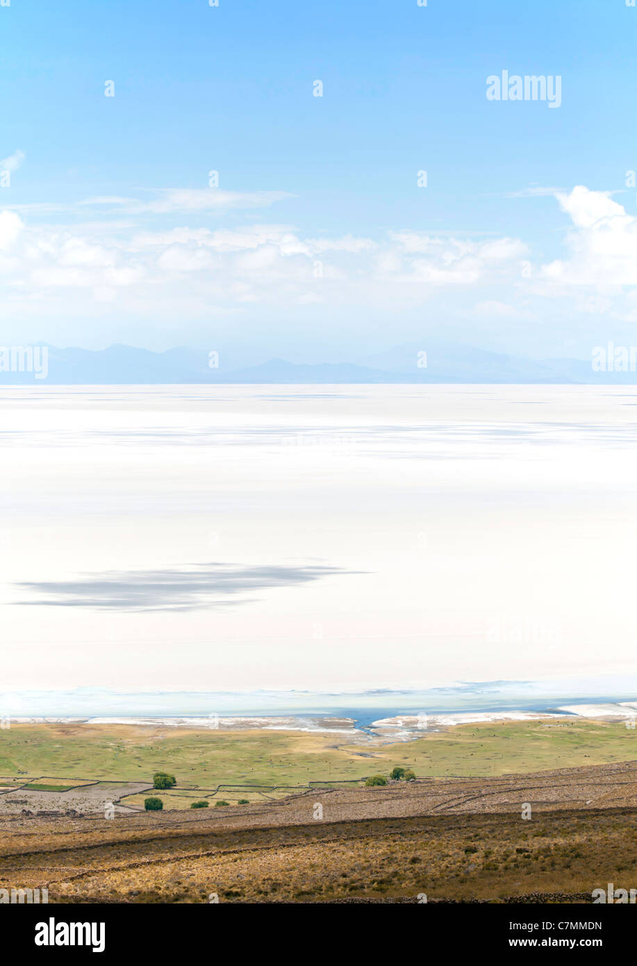 View from the mountainside above Coqueza, Uyuni Salt Lake, Bolivia ...