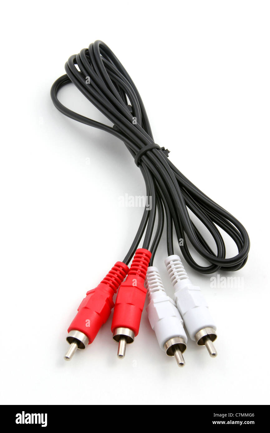 Stereo cables on white background Stock Photo - Alamy