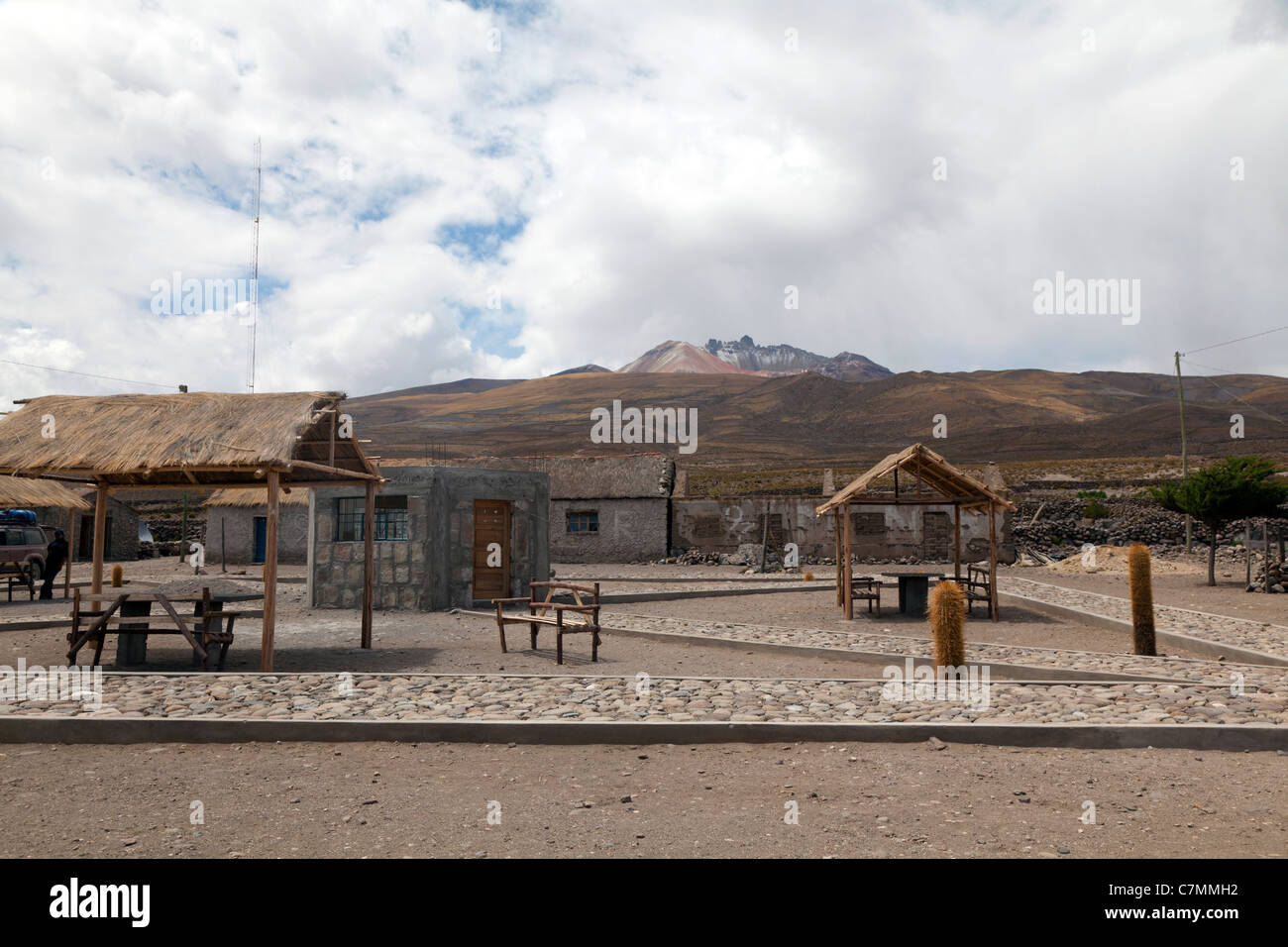 The small village of Coqueza, with Tunupa volcano in the background ...