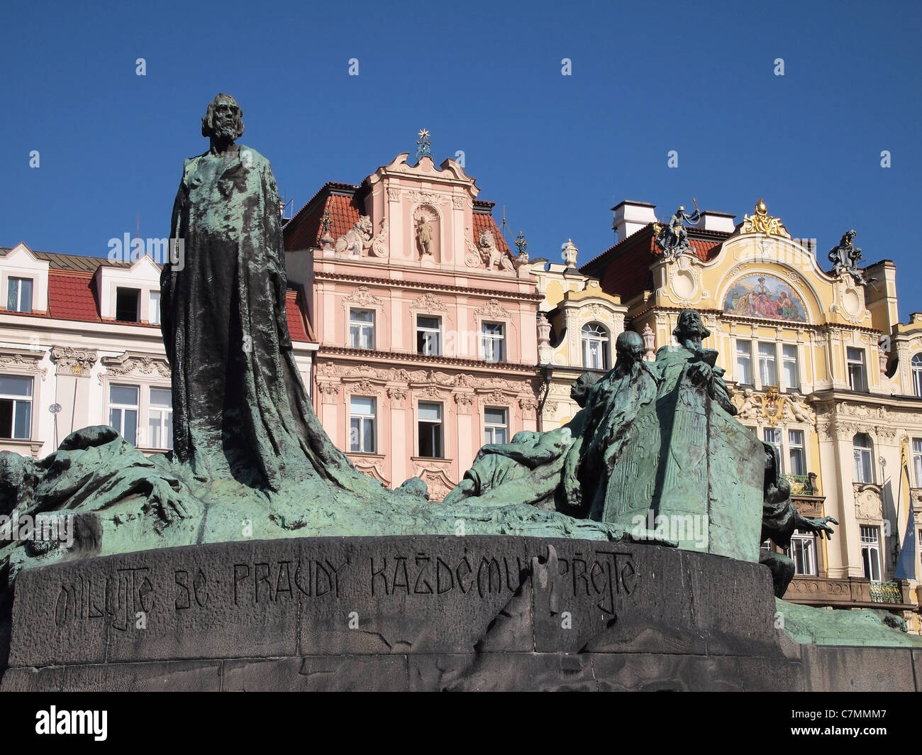 Prague: Jan Hus memorial Stock Photo - Alamy