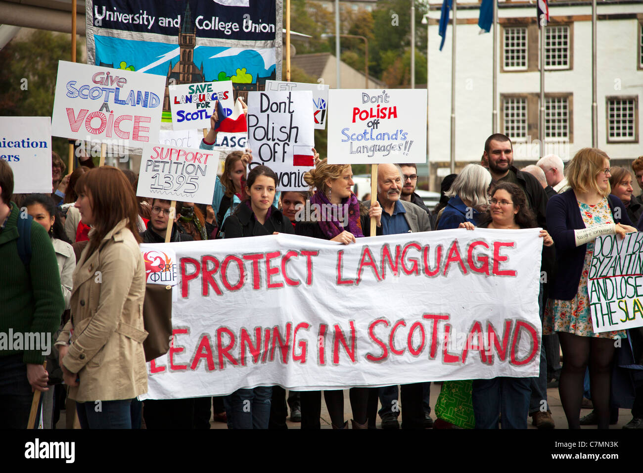Protest Outside Parliament, Edinburgh, Scotland. Against abolition of ...