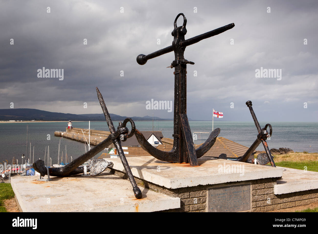 Ireland, Co Wicklow, Wicklow, historic anchors from wreck of Greek ...