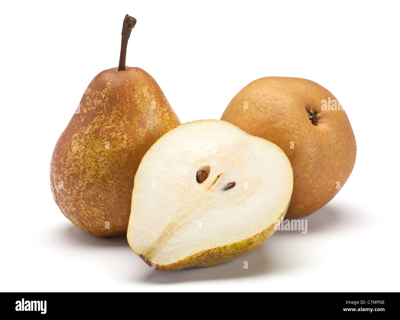Brown pear ripe fruit isolated on white Stock Photo - Alamy