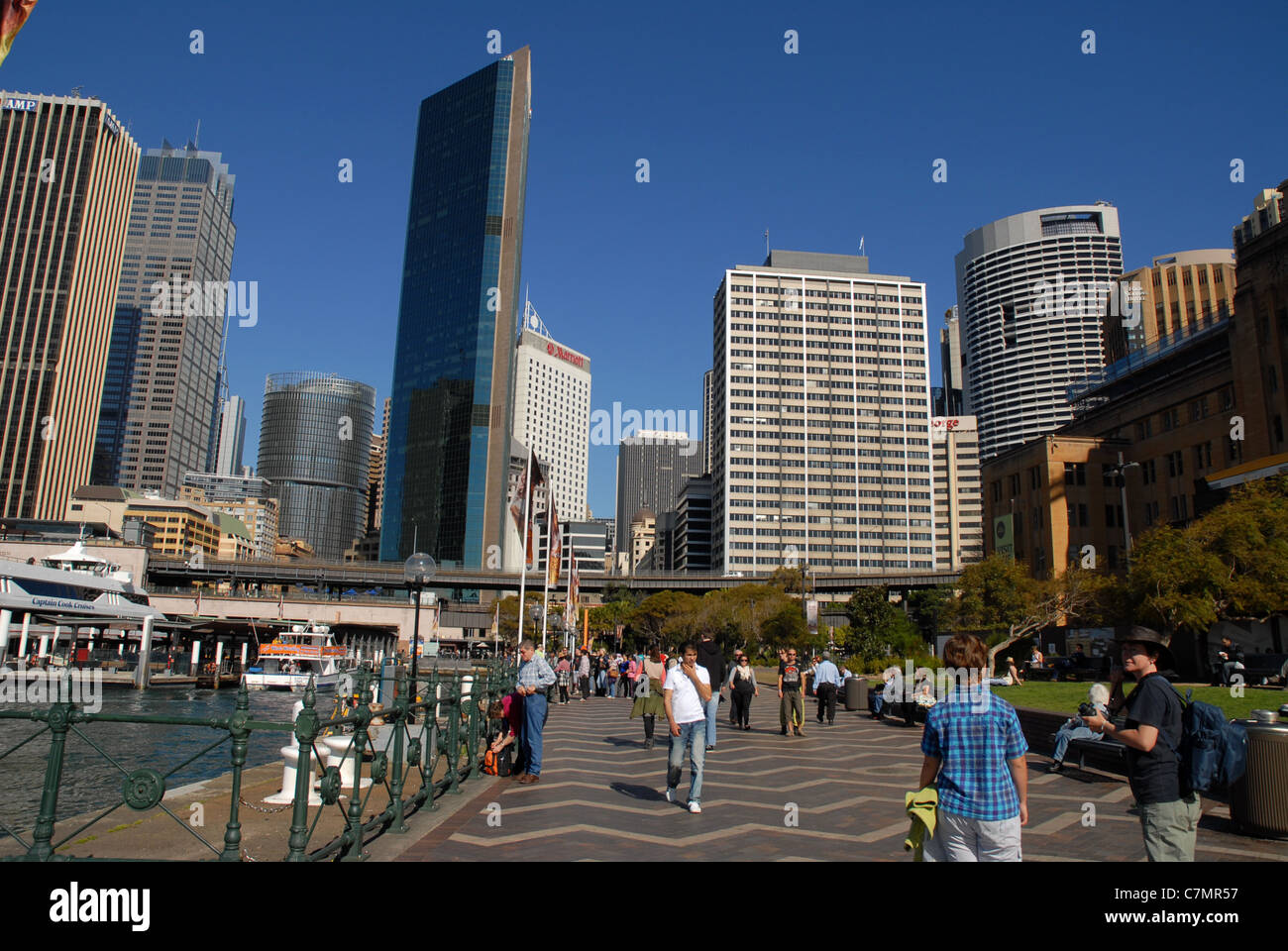 city skyline & Circular Quay Rail Station, First Fleet Park, Circular ...