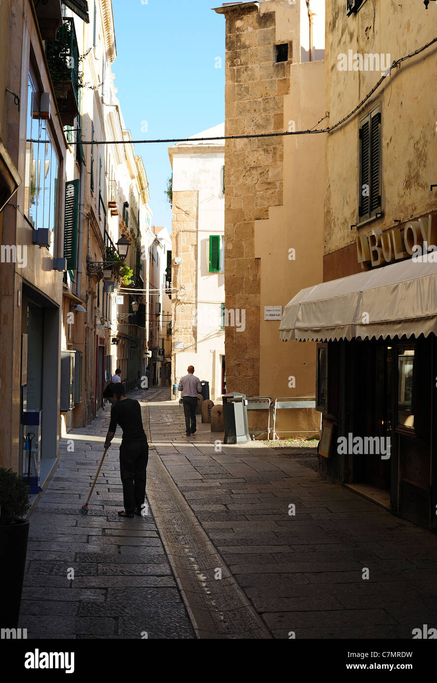 Alghero, Sardinia Old Town Street Stock Photo - Alamy