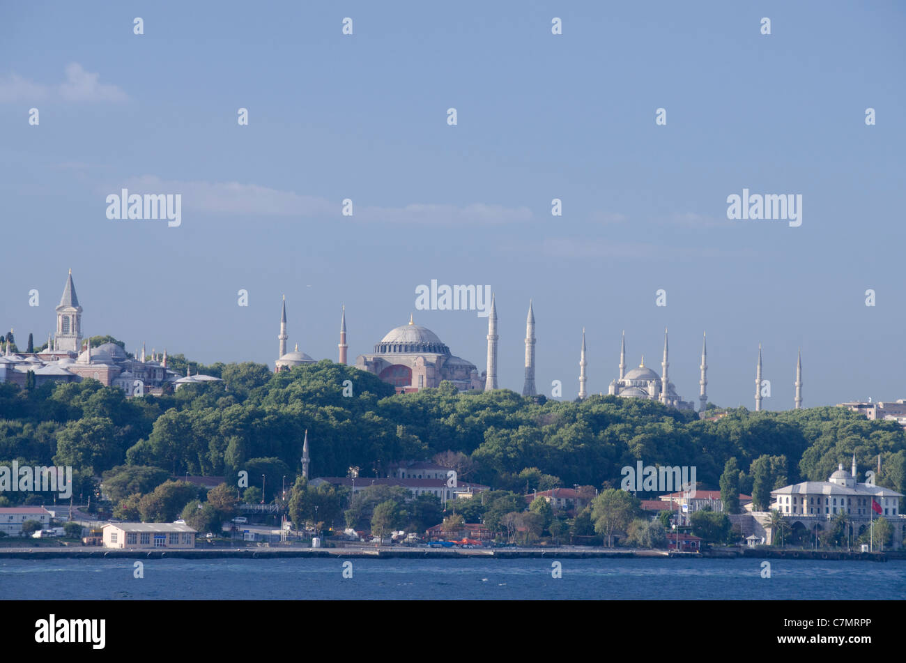 Turkey, Istanbul. Istanbul city skyline with Hagia Sophia & Blue Mosque ...