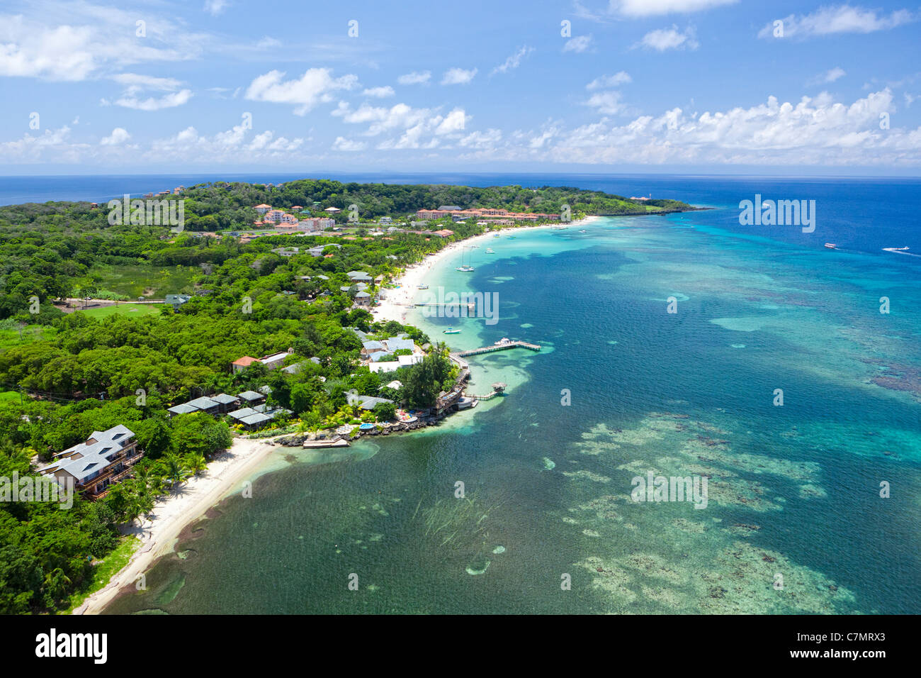 Aerial view of the island of Roatan's West Bay Beach Stock Photo - Alamy