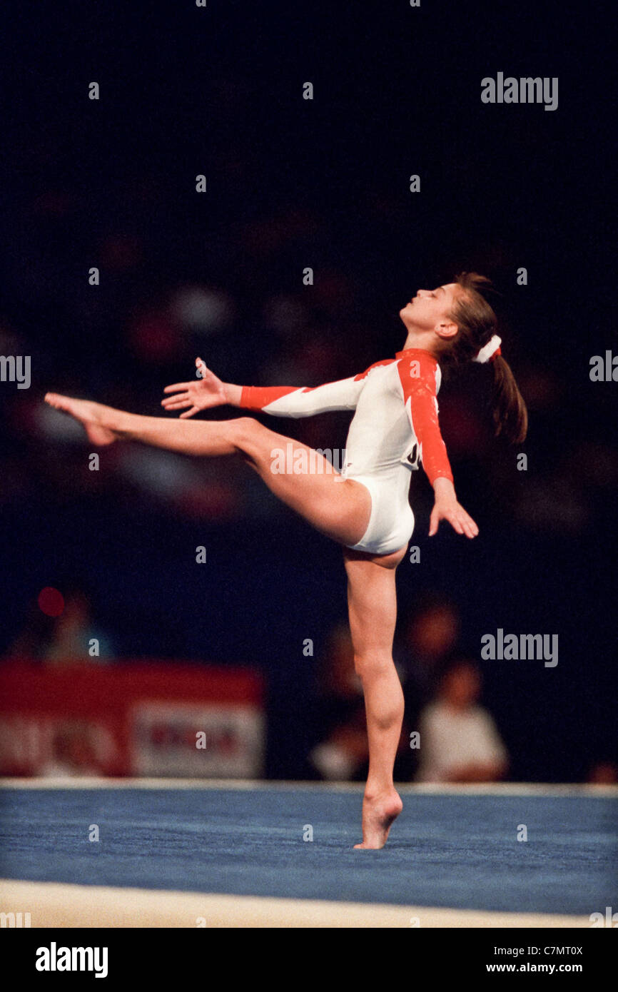 Dominique Moceanu (USA) competing at the 1995 US National Championships ...