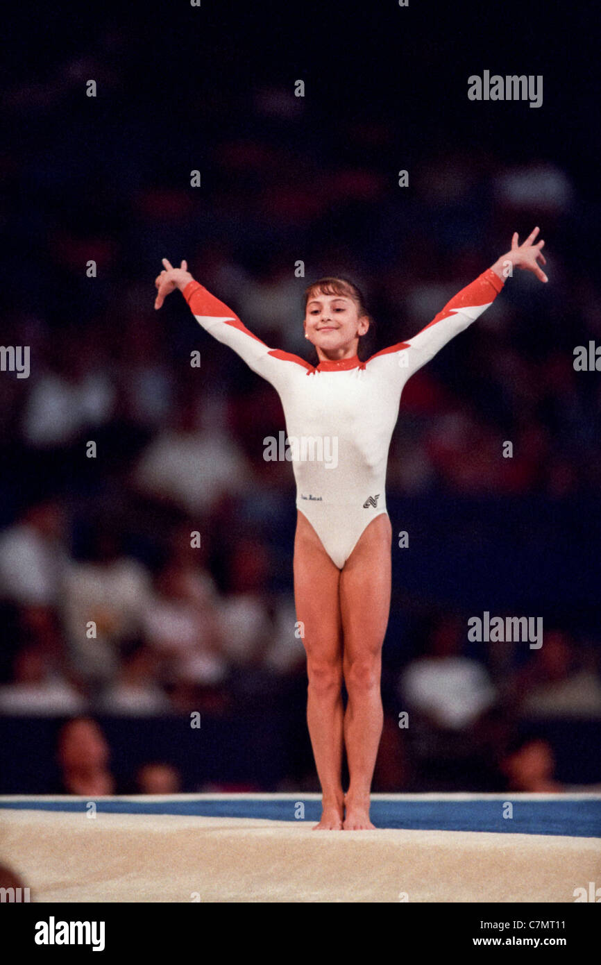 Dominique Moceanu (USA) competing at the 1995 US National Championships ...