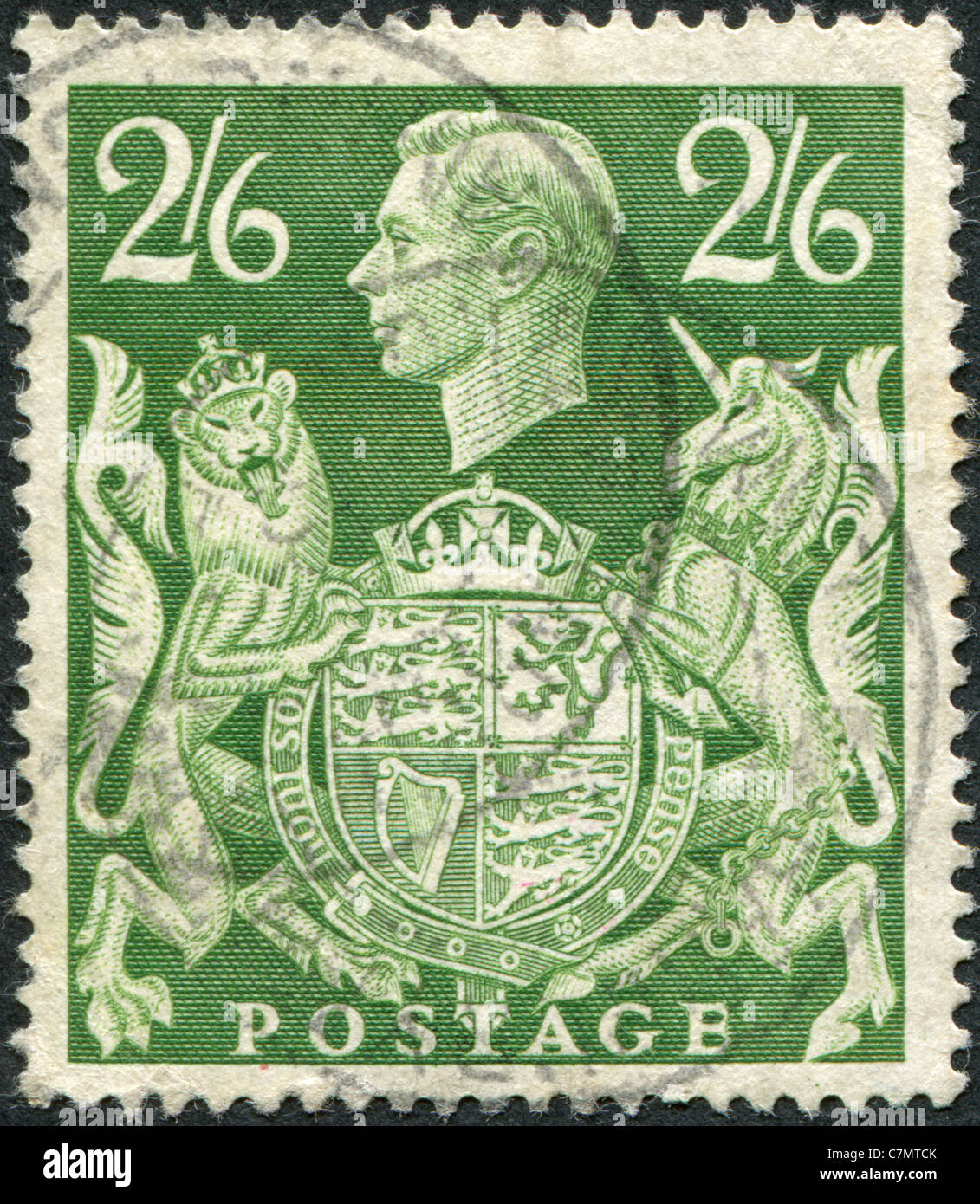 UNITED KINGDOM - 1942: A stamp printed in England, shows the King ...