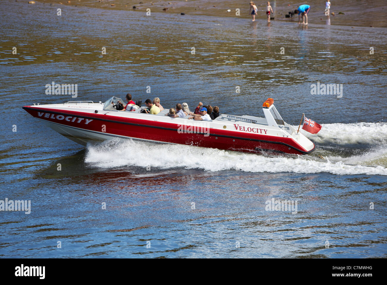 Velocity Speed boat at Whitby Stock Photo - Alamy
