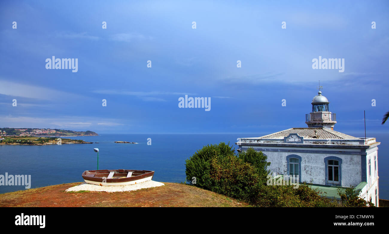 A Candas lighthouse and Asturias coast view Stock Photo - Alamy