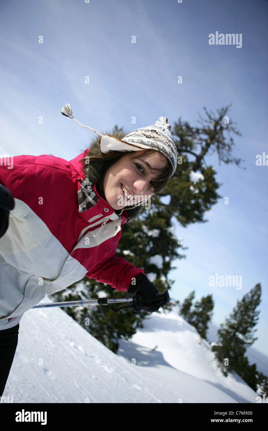 teenage girl on a ski vacation Stock Photo - Alamy