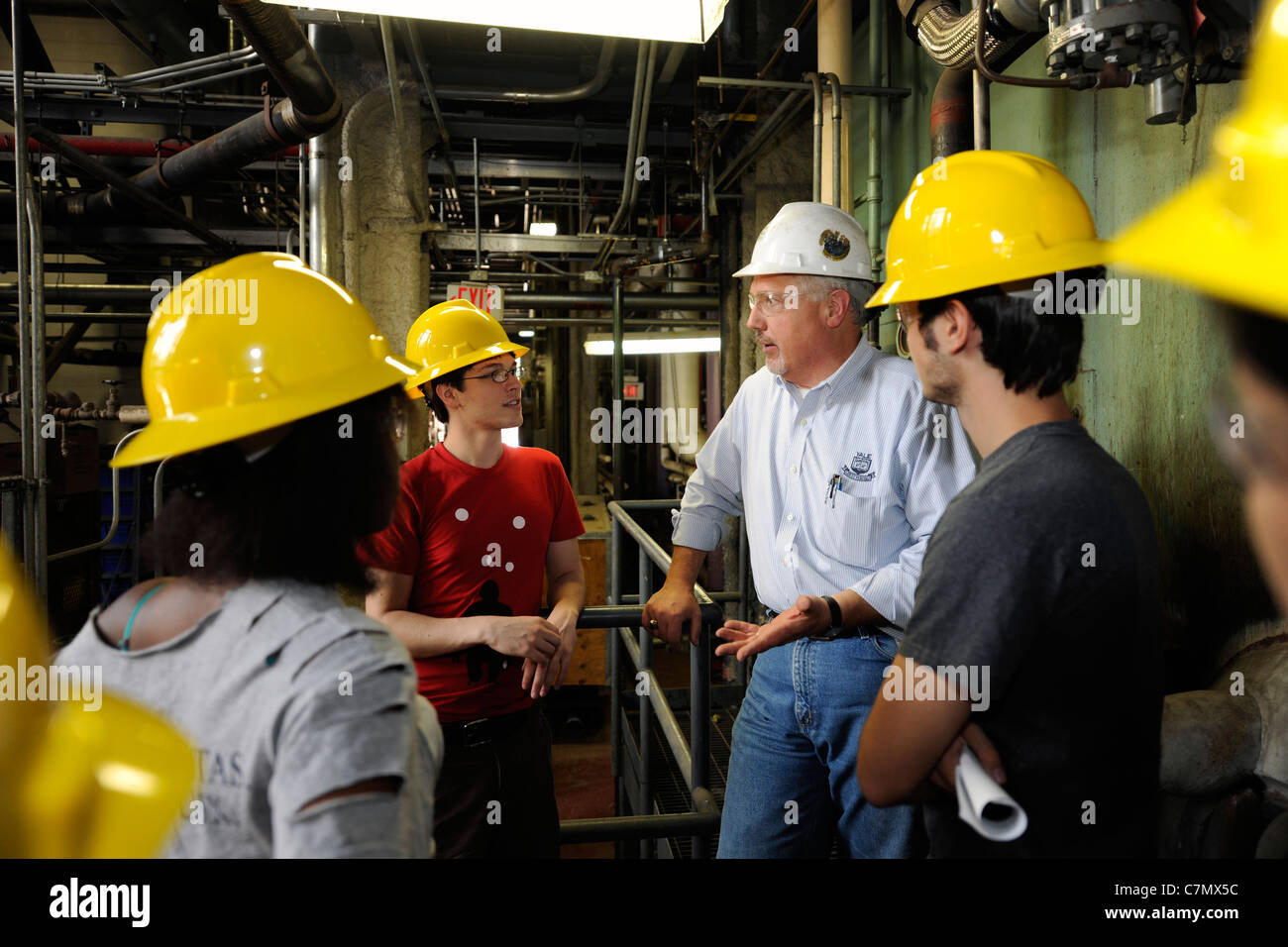 Yale University physics students tour Yale's power plant. New Haven, CT ...