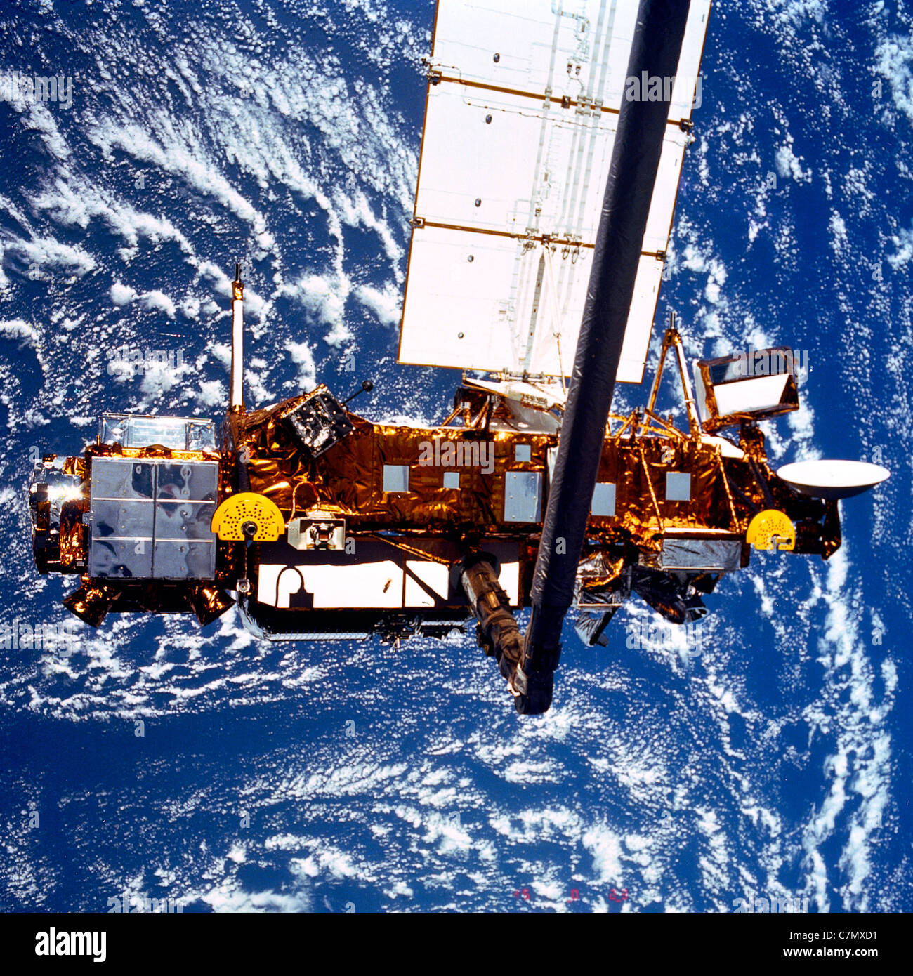 Upper Atmosphere Research Satellite (UARS) in orbit around the Earth ...
