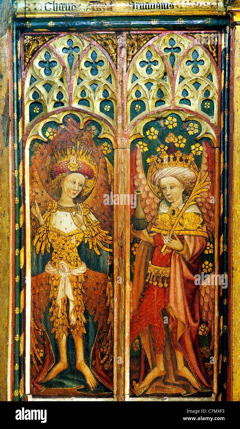 Barton Turf, Norfolk, rood screen, Cherubim and Principalities, two of ...