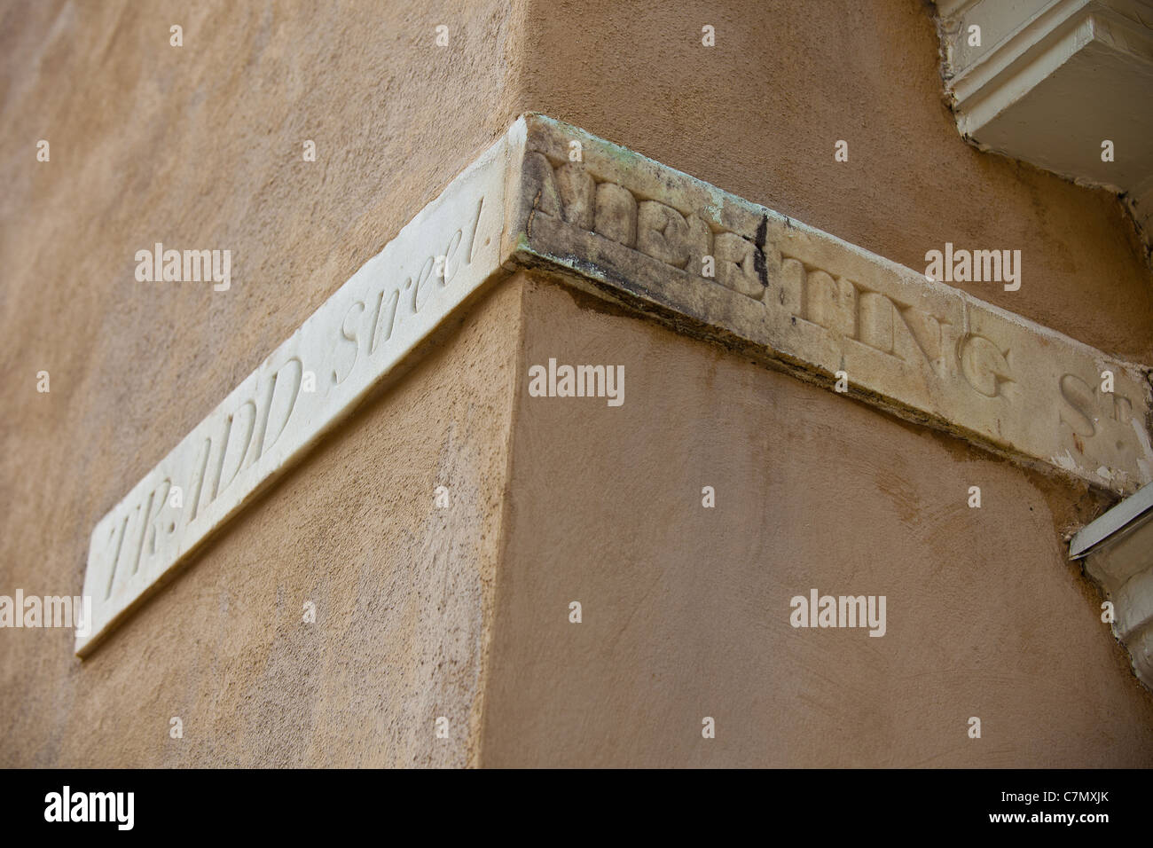 Original marble street marker in Charleston, SC Stock Photo - Alamy