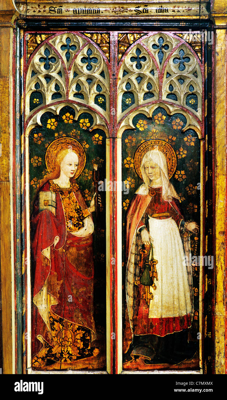 Barton Turf, Norfolk, rood screen, St. Apollonia, with pincers and a ...