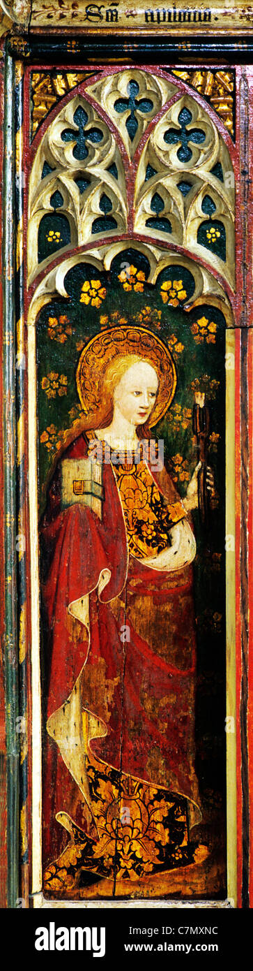 Barton Turf, Norfolk, rood screen, St. Apollonia, with pincers and a ...